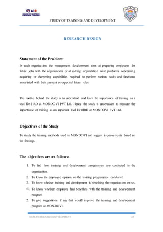 Training & development Research mthodology | DOCX