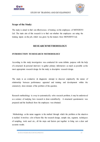 Training & development Research mthodology | DOCX