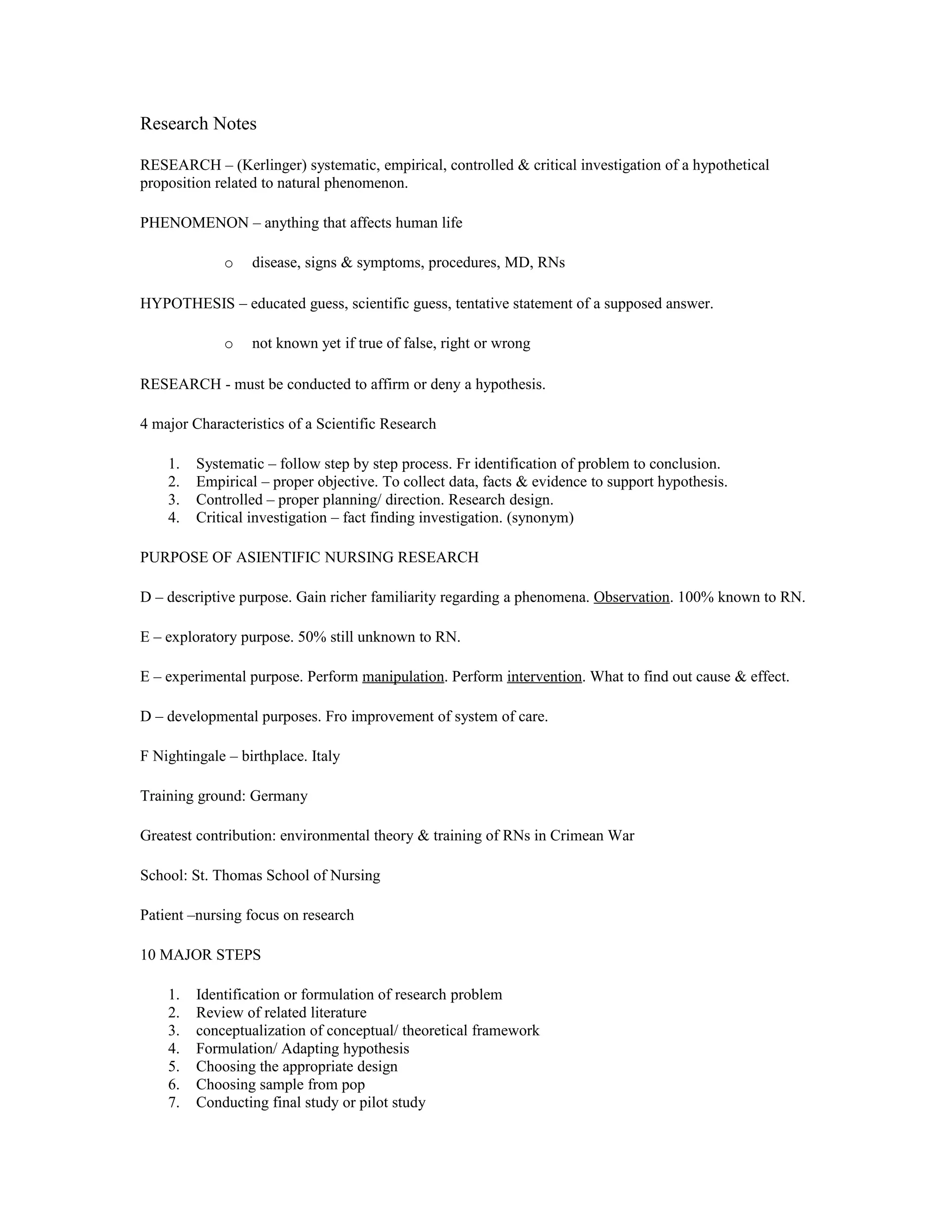 NurseReview.Org - Research Notes NLE Examination | PDF
