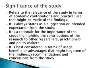 Research Objectives, Questions & Significance of the study | PPTX