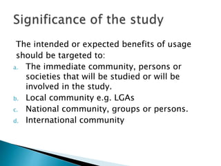 Research Objectives, Questions & Significance of the study | PPTX