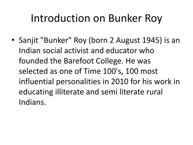 Research on bunker roy | PPTX