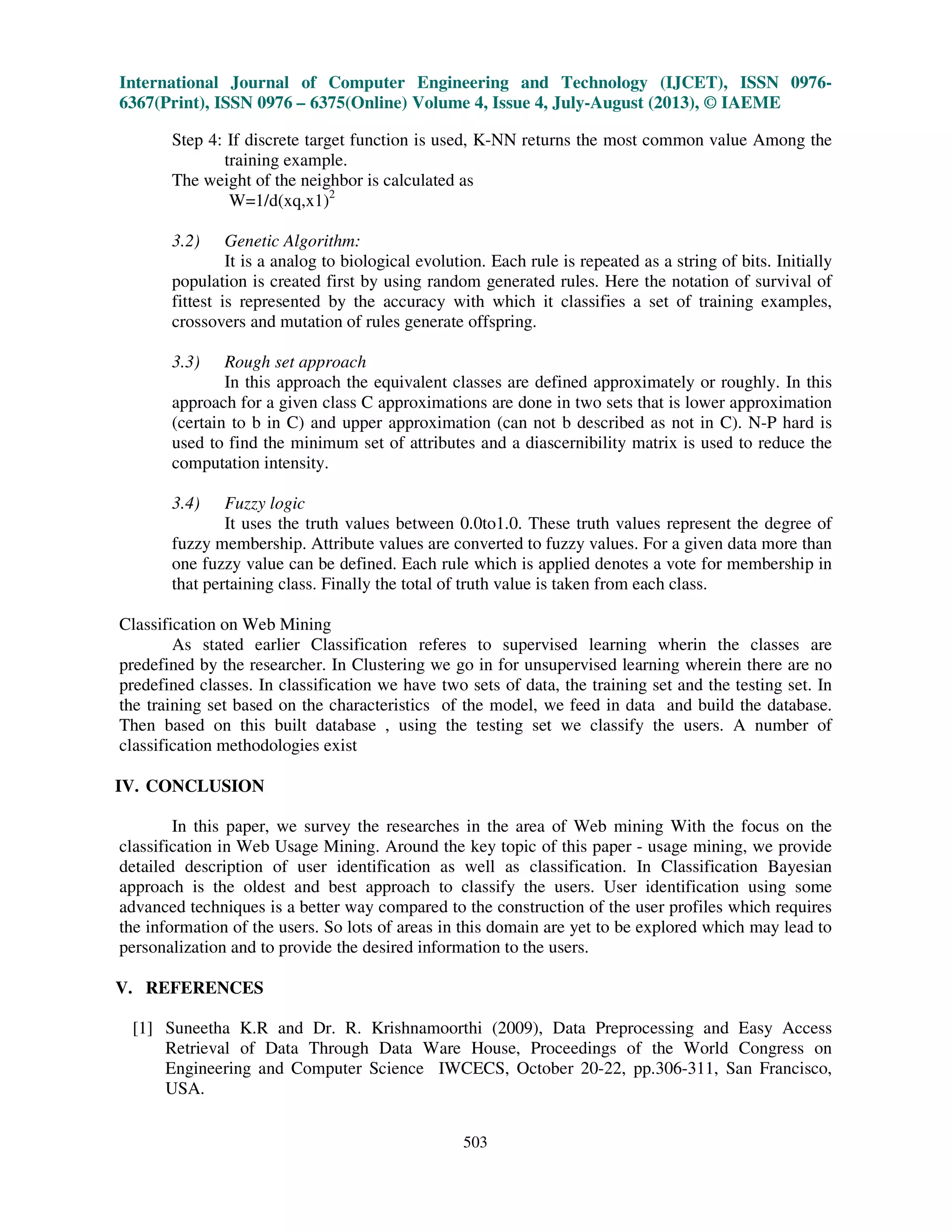 Research On Classification Algorithms And Its Impact On Web Mining Pdf