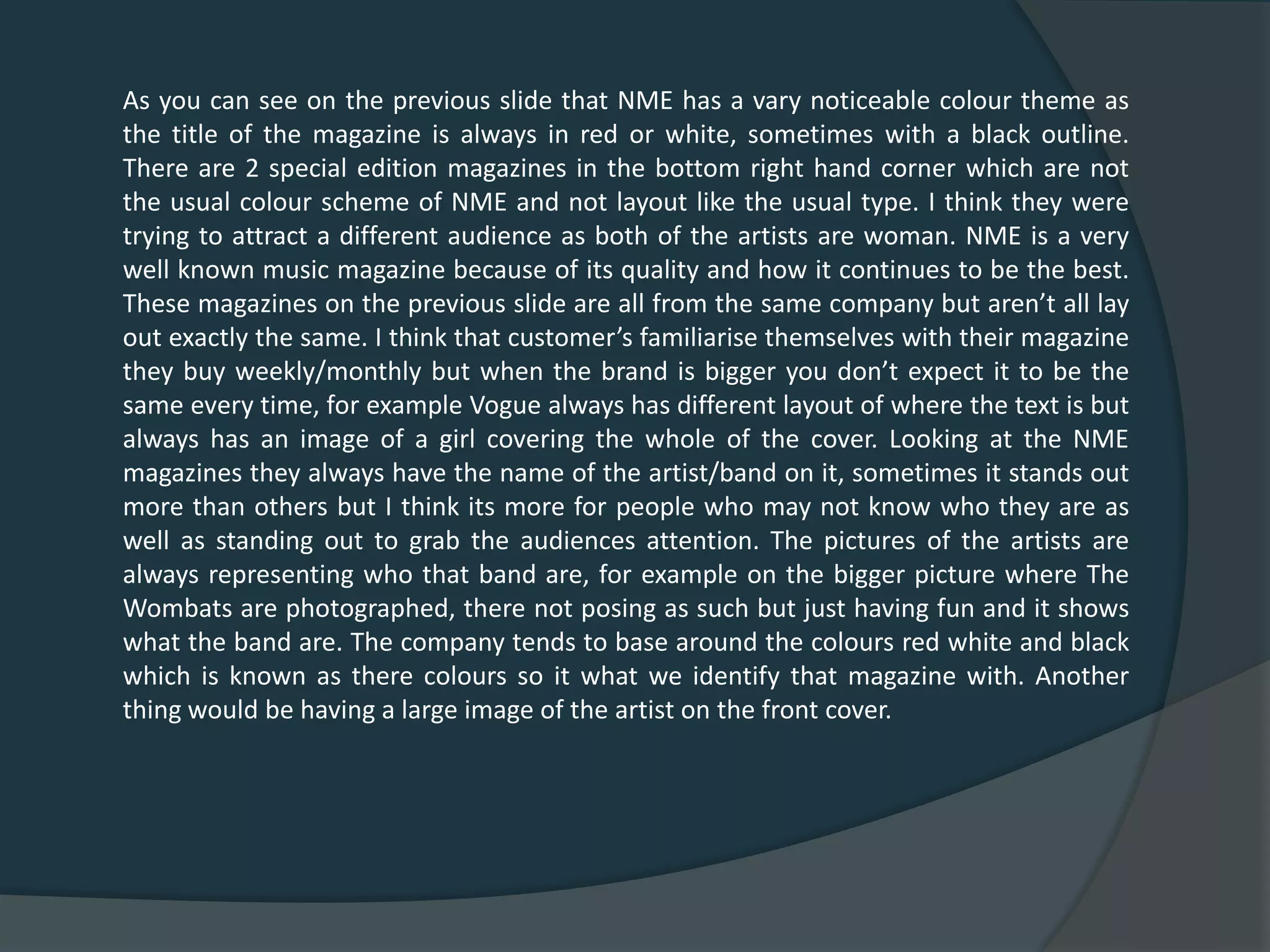 Research on NME Music Magazines | PPTX | Technology & Computing