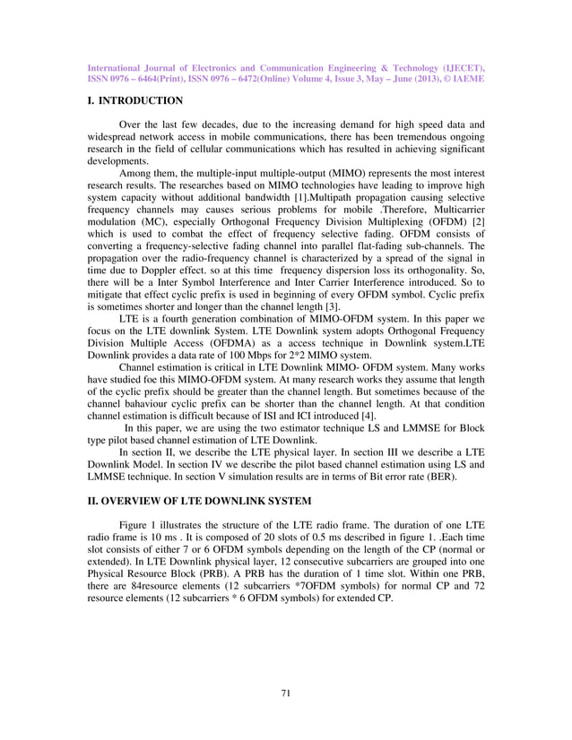 Research on pilot based channel estimation for lte downlink | PDF