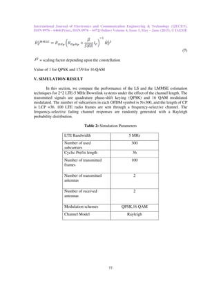 Research on pilot based channel estimation for lte downlink | PDF