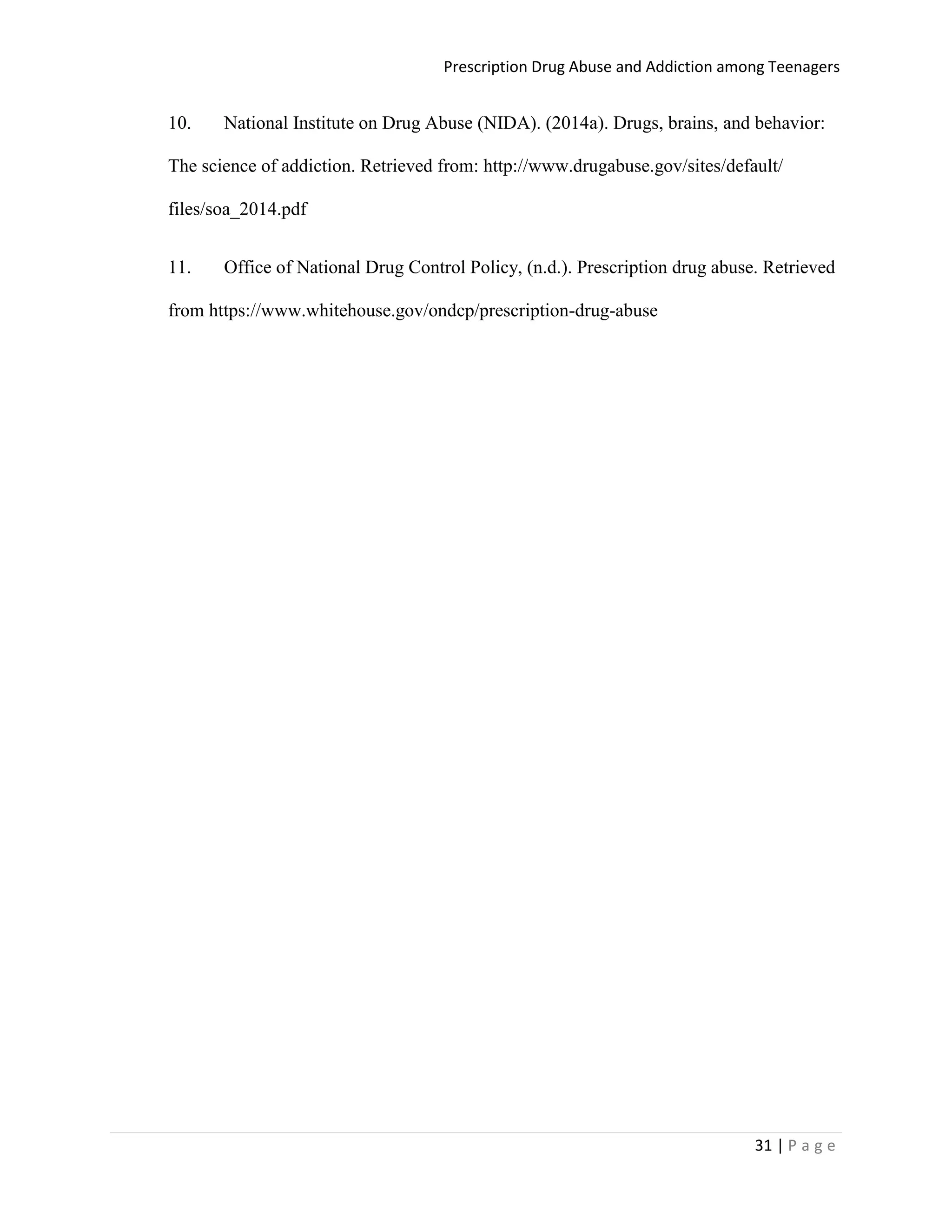Research on Prescription Drug Abuse and Addiction Among Teenagers | PDF