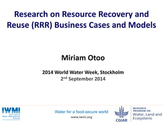 Resource recovery and reuse: business cases and models | PPT
