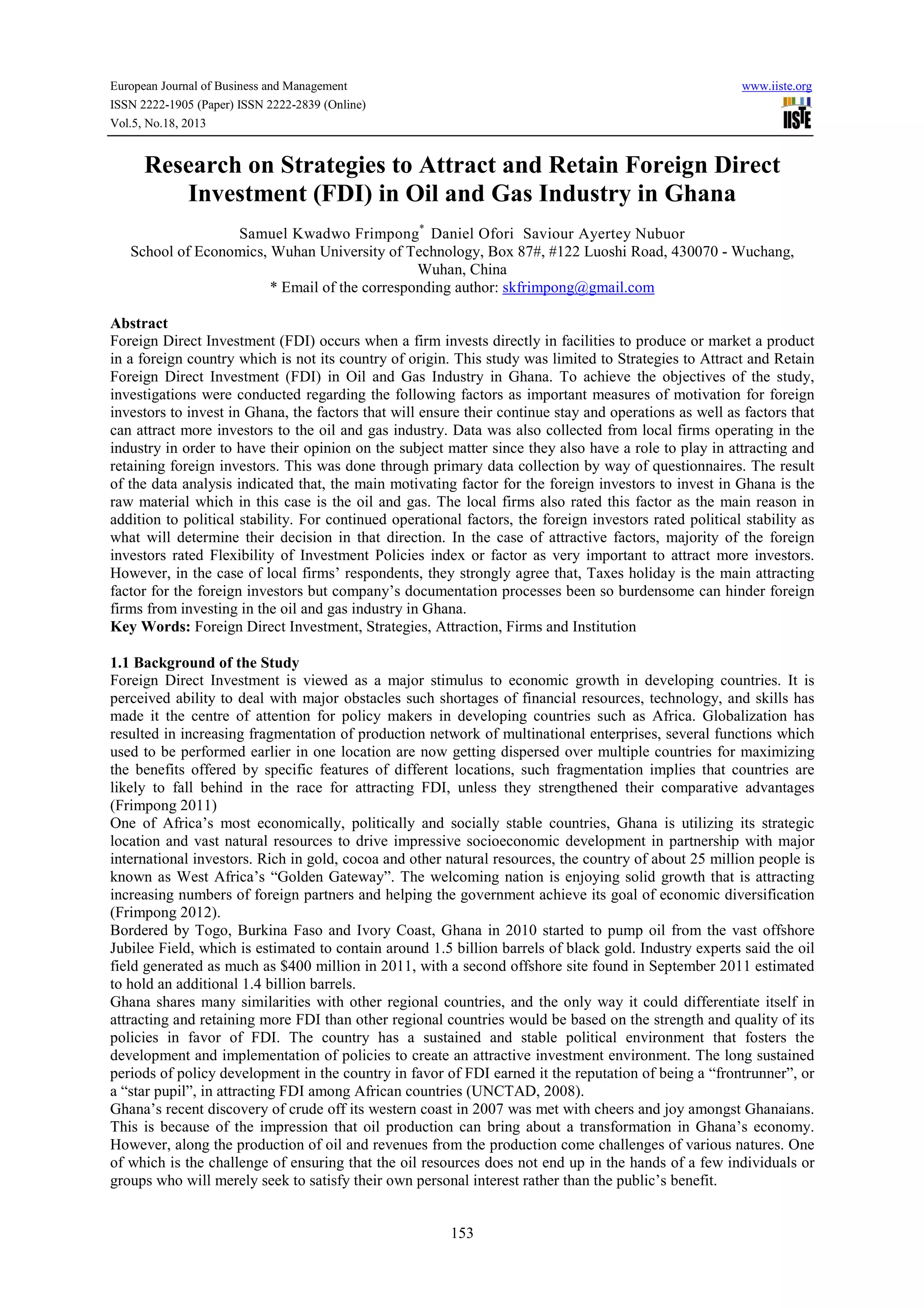 Research on strategies to attract and retain foreign direct investment ...