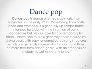 Research on sub genres of pop music | PPTX