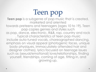 Research on sub genres of pop music | PPTX