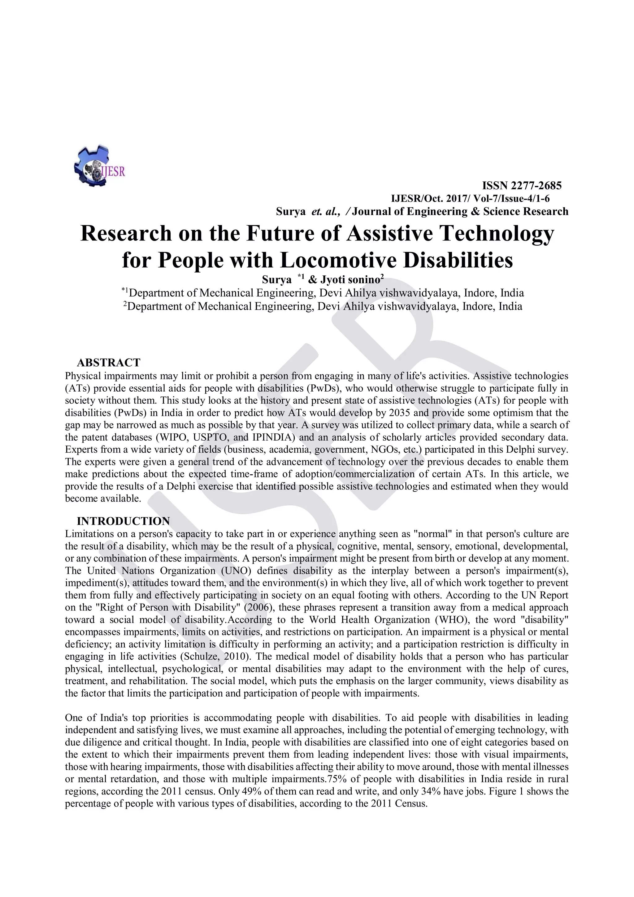 Research on the Future of Assistive Technology for People with ...