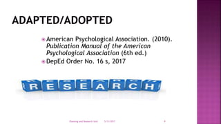 Research Orientation of DepEd Baguio Division Action Research Format | PPSX