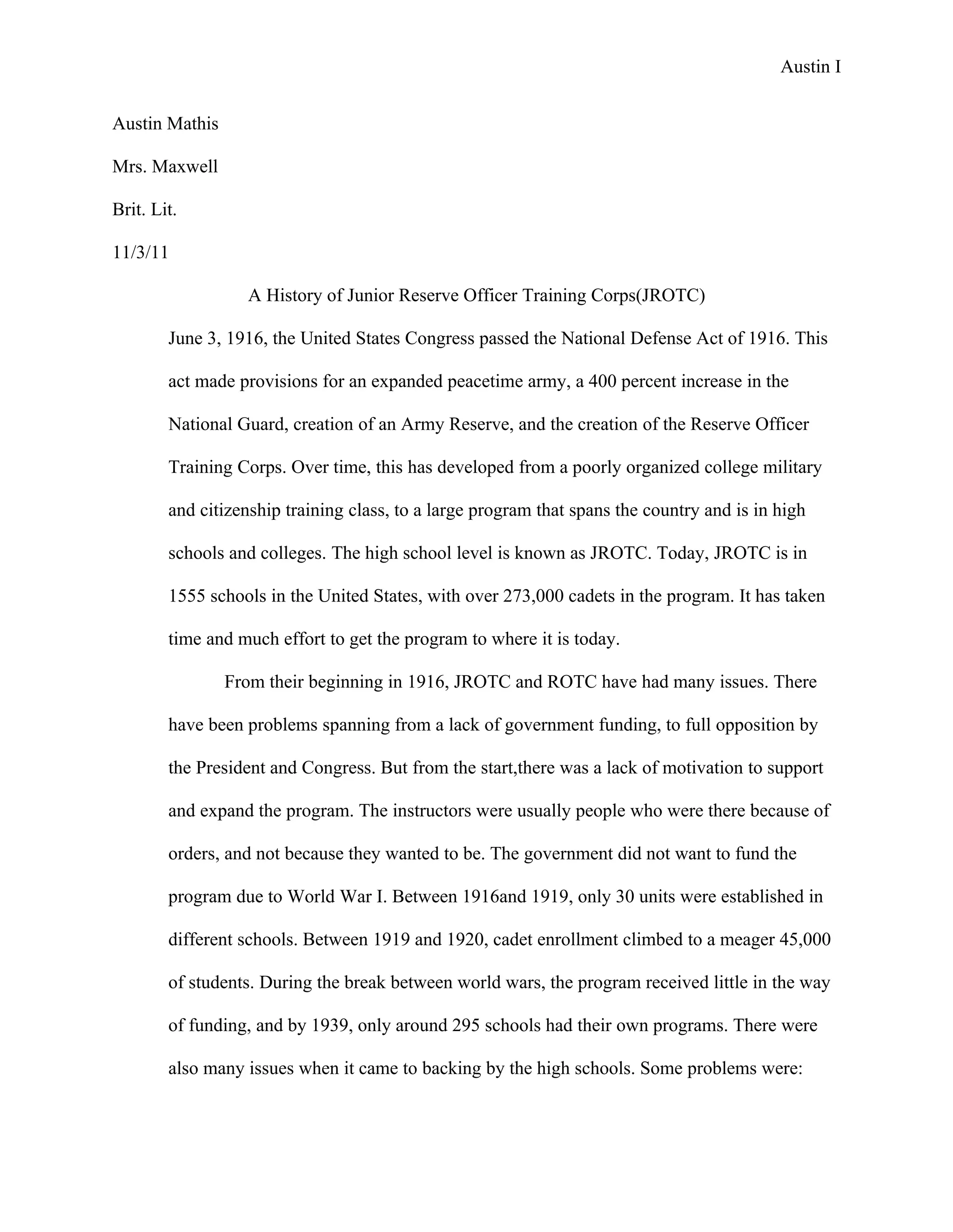 Austin Mathis- Research Paper | PDF