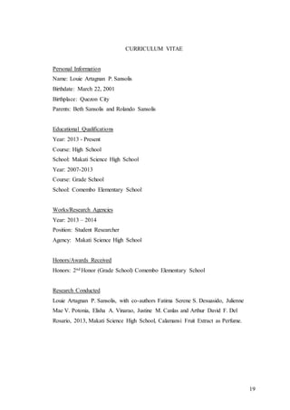 Research paper - Calamansi (Citrofortunella Microcarpa) Fruit Extract ...