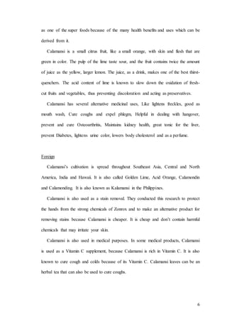 Research paper - Calamansi (Citrofortunella Microcarpa) Fruit Extract ...