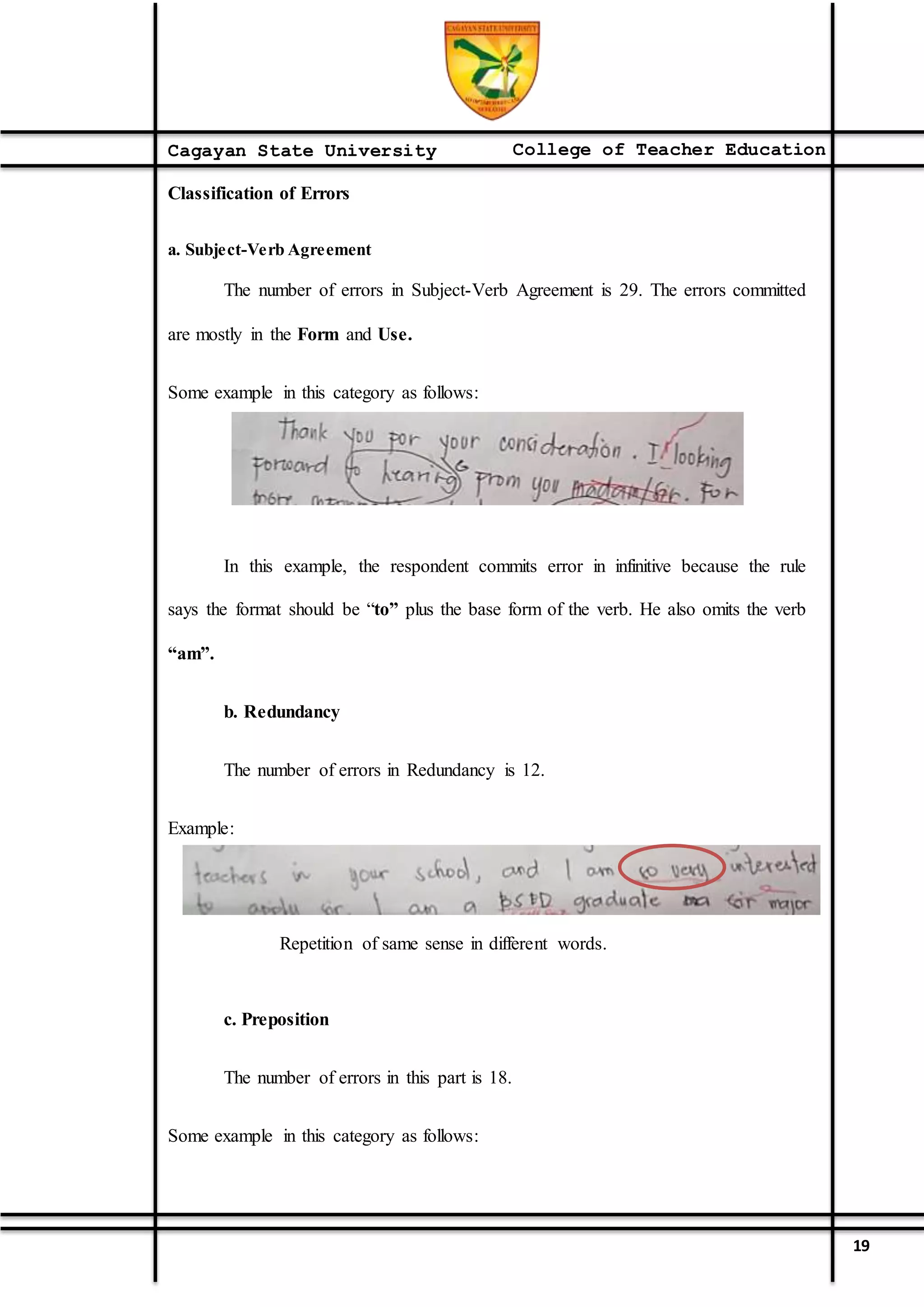 COMMON ERRORS IN WRITING APPLICATION LETTER OF THIRD YEAR TEACHER ...