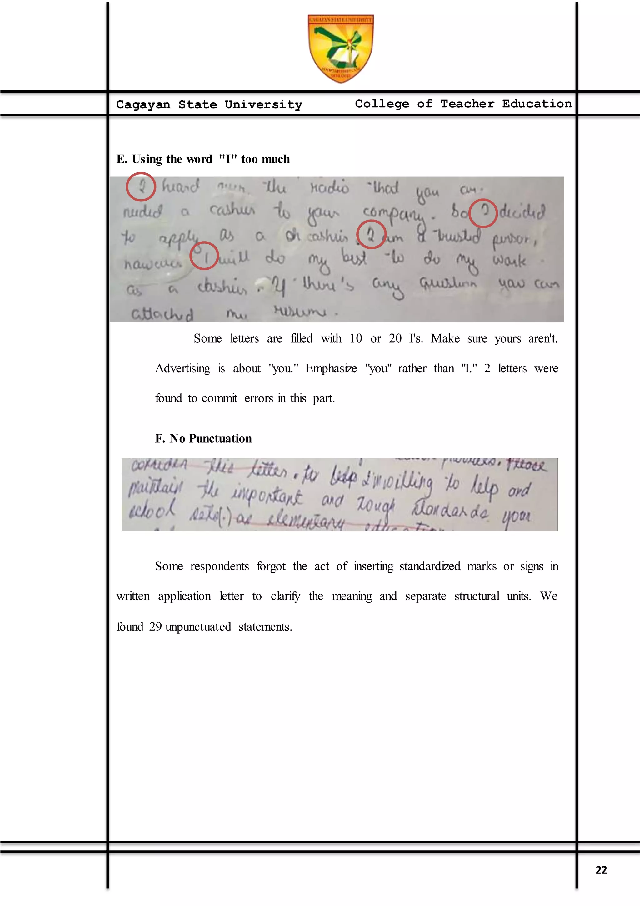COMMON ERRORS IN WRITING APPLICATION LETTER OF THIRD YEAR TEACHER ...