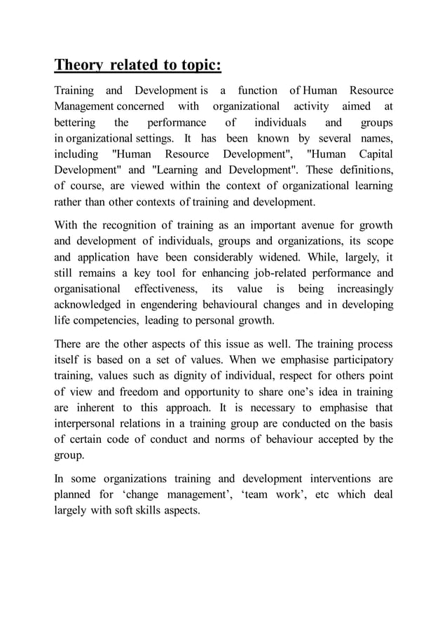 Research paper - Training and Development | DOCX