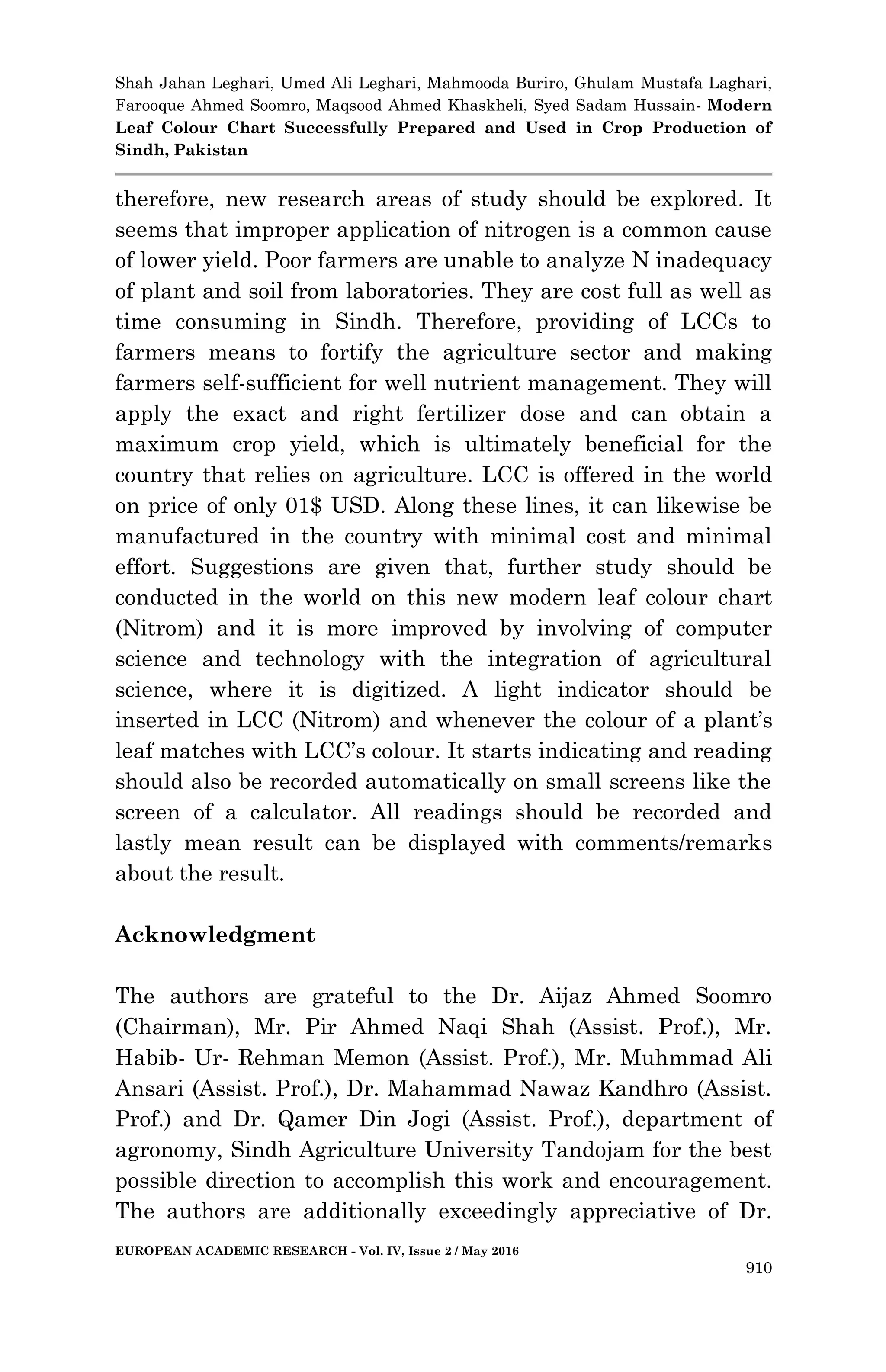 Modern Leaf Colour Chart Successfully Prepared and Used in Crop ...