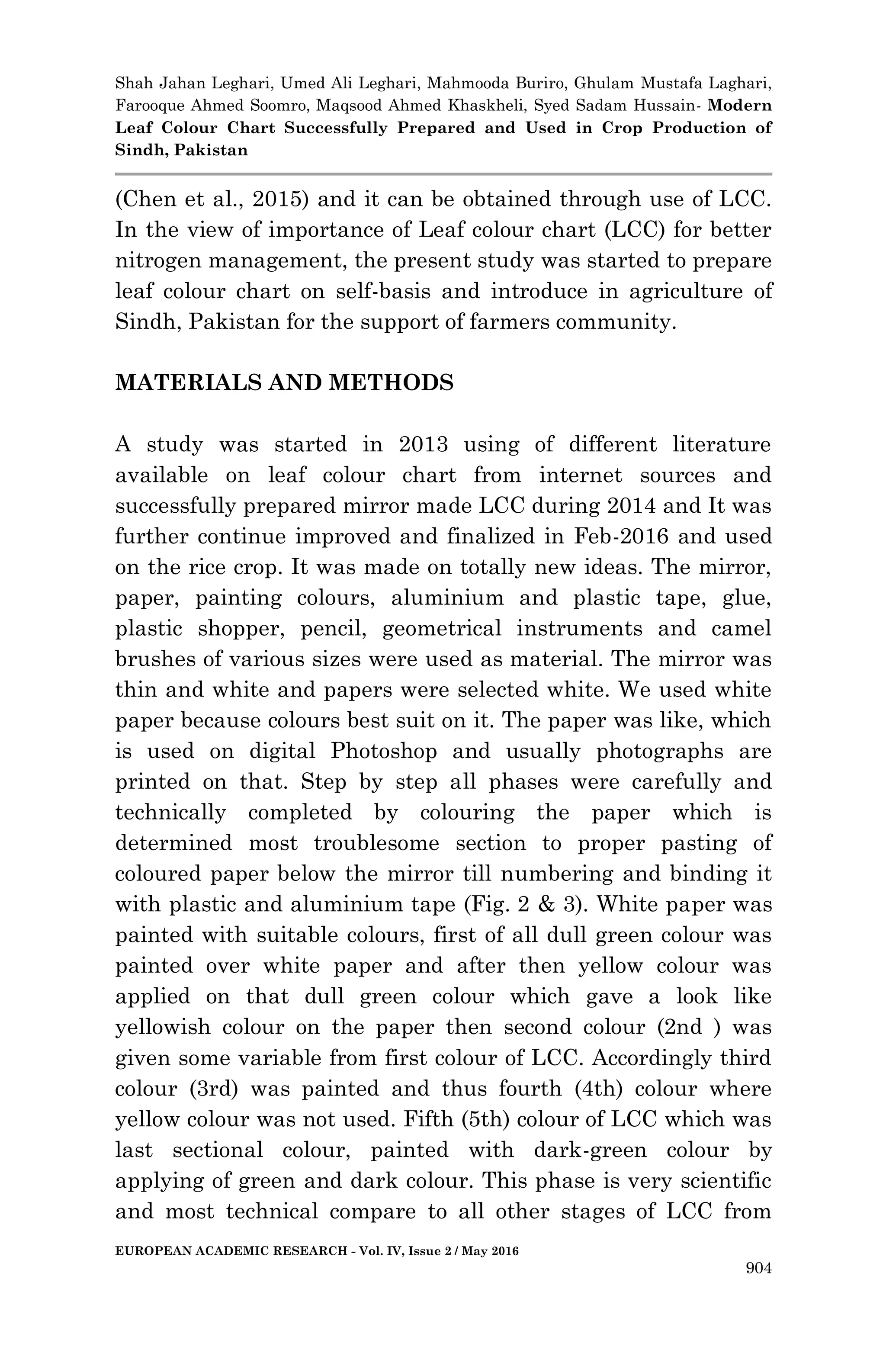 Modern Leaf Colour Chart Successfully Prepared and Used in Crop ...