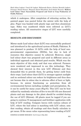 Modern Leaf Colour Chart Successfully Prepared and Used in Crop Production of Sindh, Pakistan | PDF