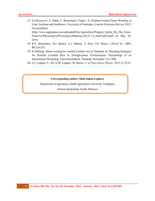 An overview on various weed control practices affecting crop yield | PDF