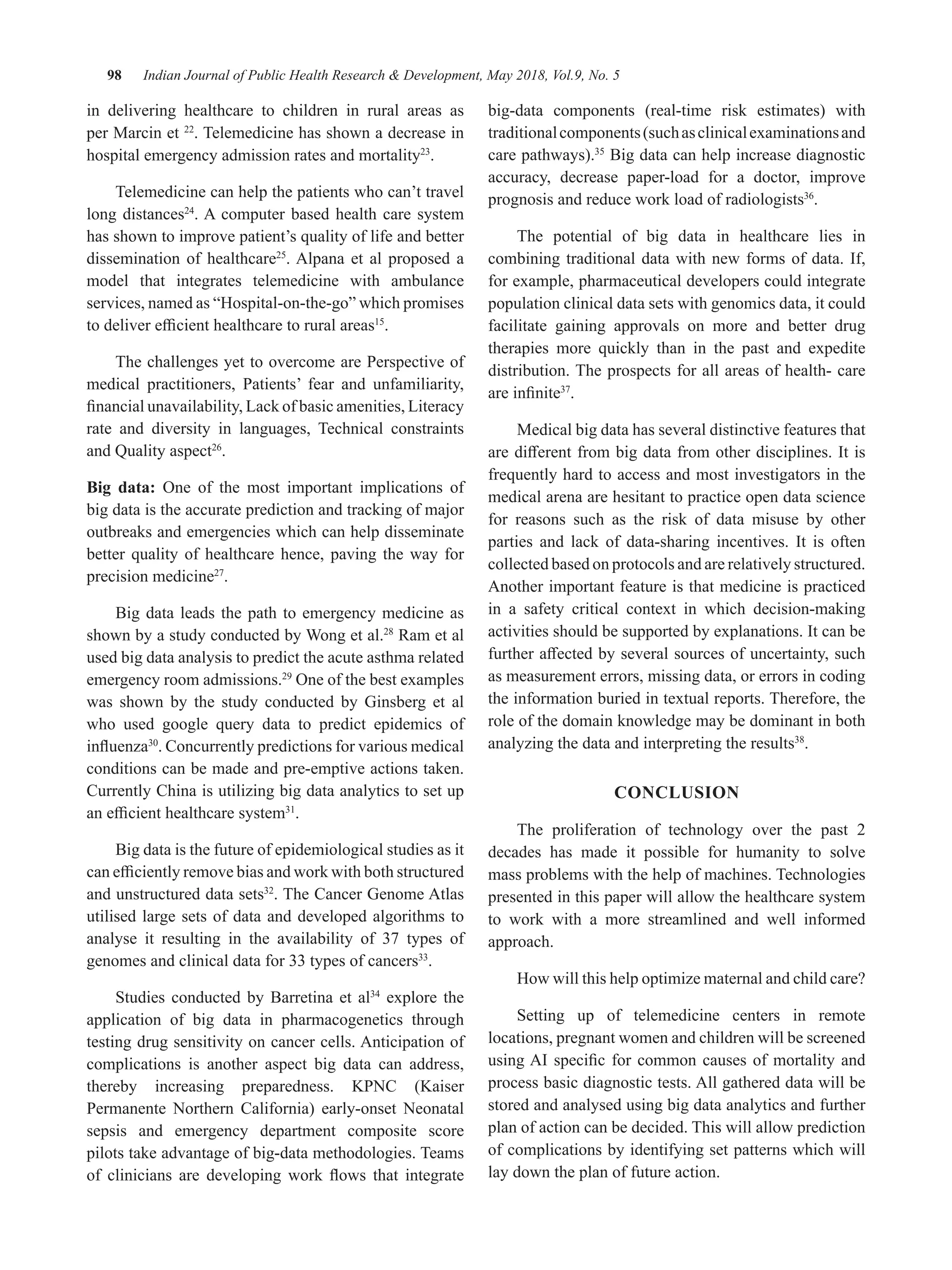 Optimising maternal & child healthcare in India through the integrated use of Artificial ...