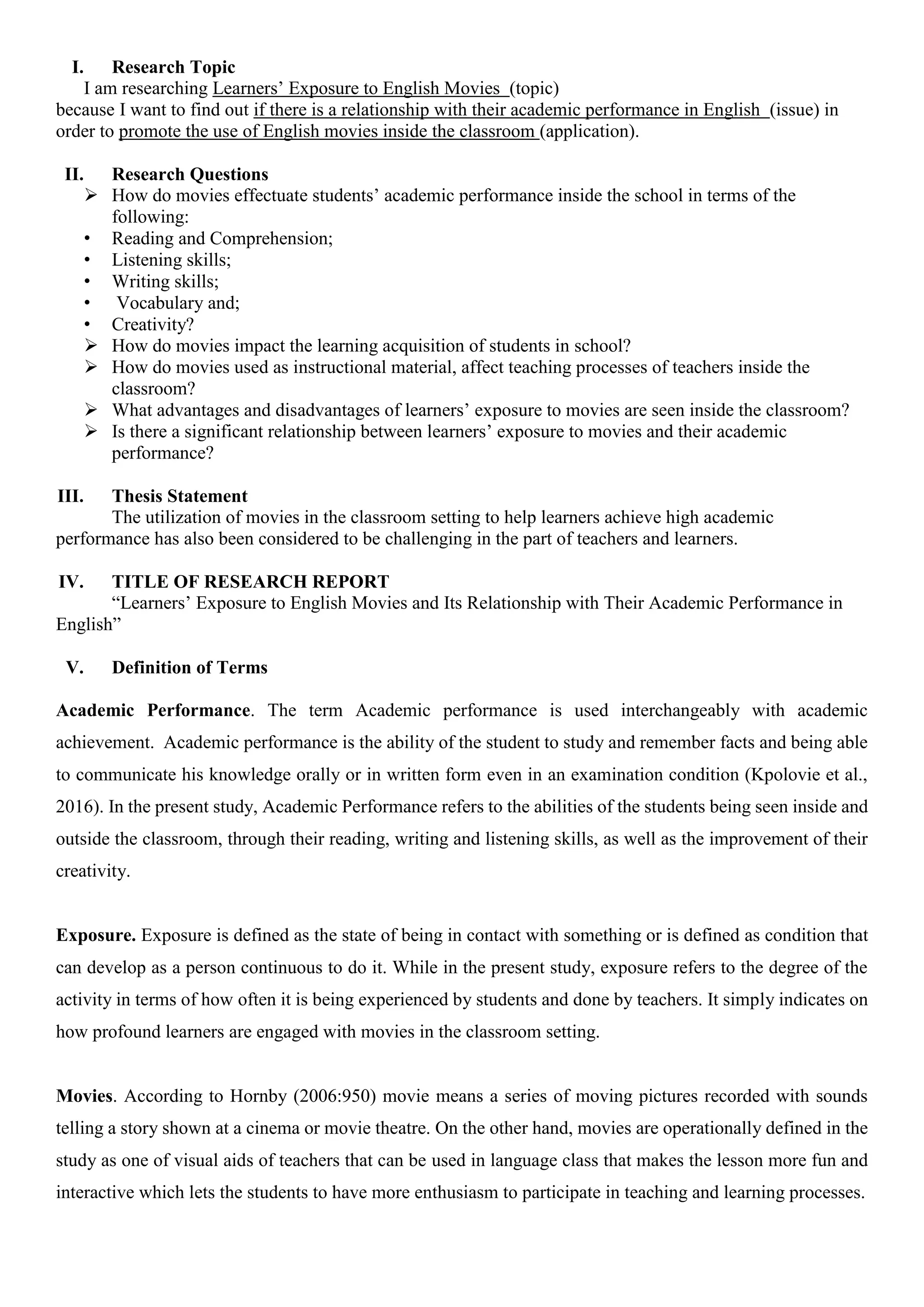 RESEARCH PAPER - Learner's Exposure to English Movies and Its ...