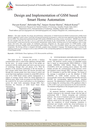 Research article-Design and Implementation of GSM based Smart Home Automation | PDF