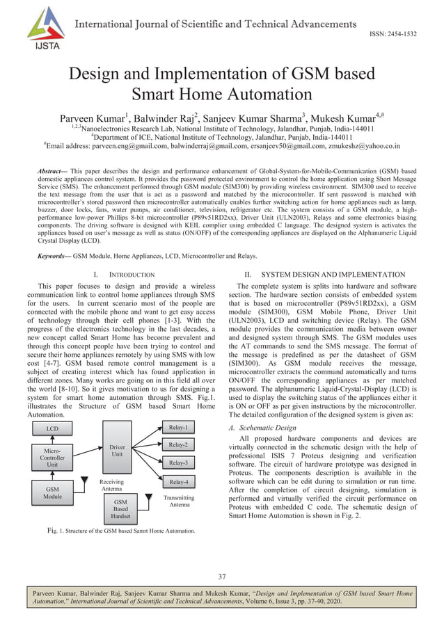 Research article-Design and Implementation of GSM based Smart Home ...