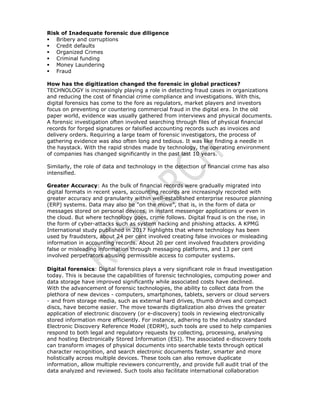 Research paper - Forensic investigation, due diligence | PDF
