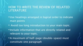 Research Paper: Review of Related Literature | PPTX | Publishing ...