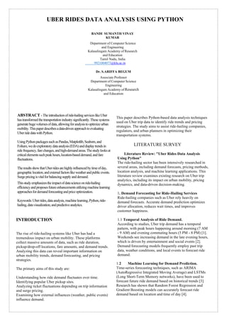 Uber rides data analysis using python under goggle co lab | PDF