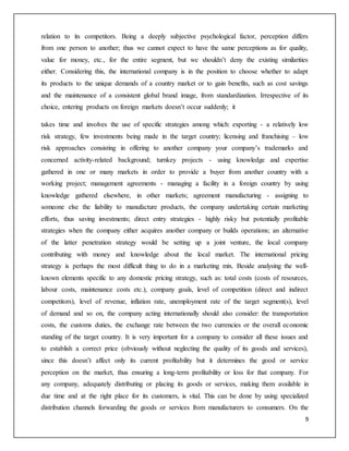 International Marketing Strategies - Research Paper | DOCX