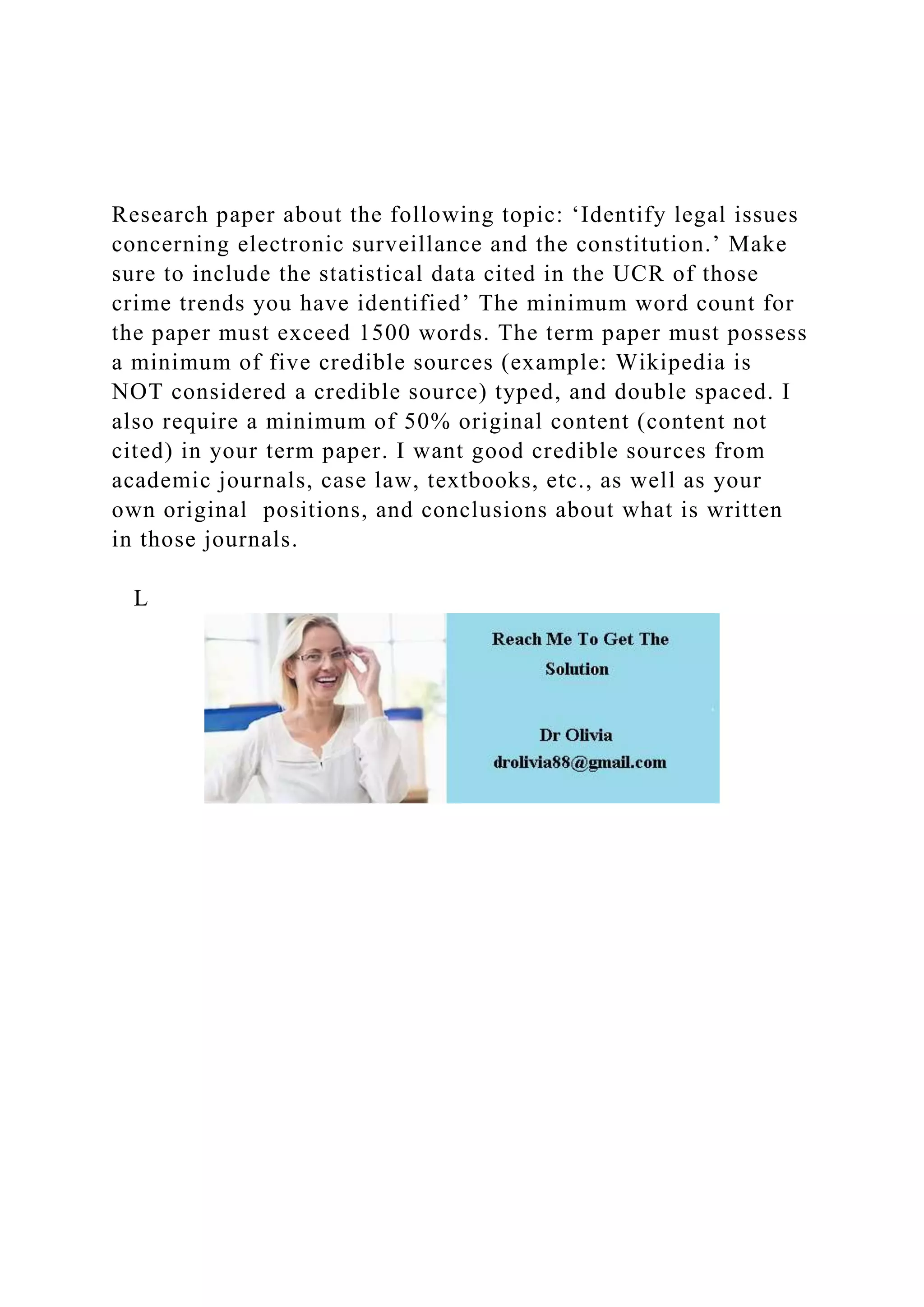 Research paper about the following topic ‘Identify legal issues.docx