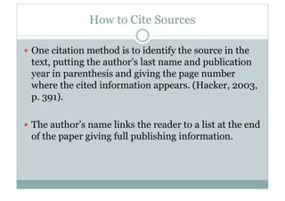 Research Paper And Citation Workshop | PDF