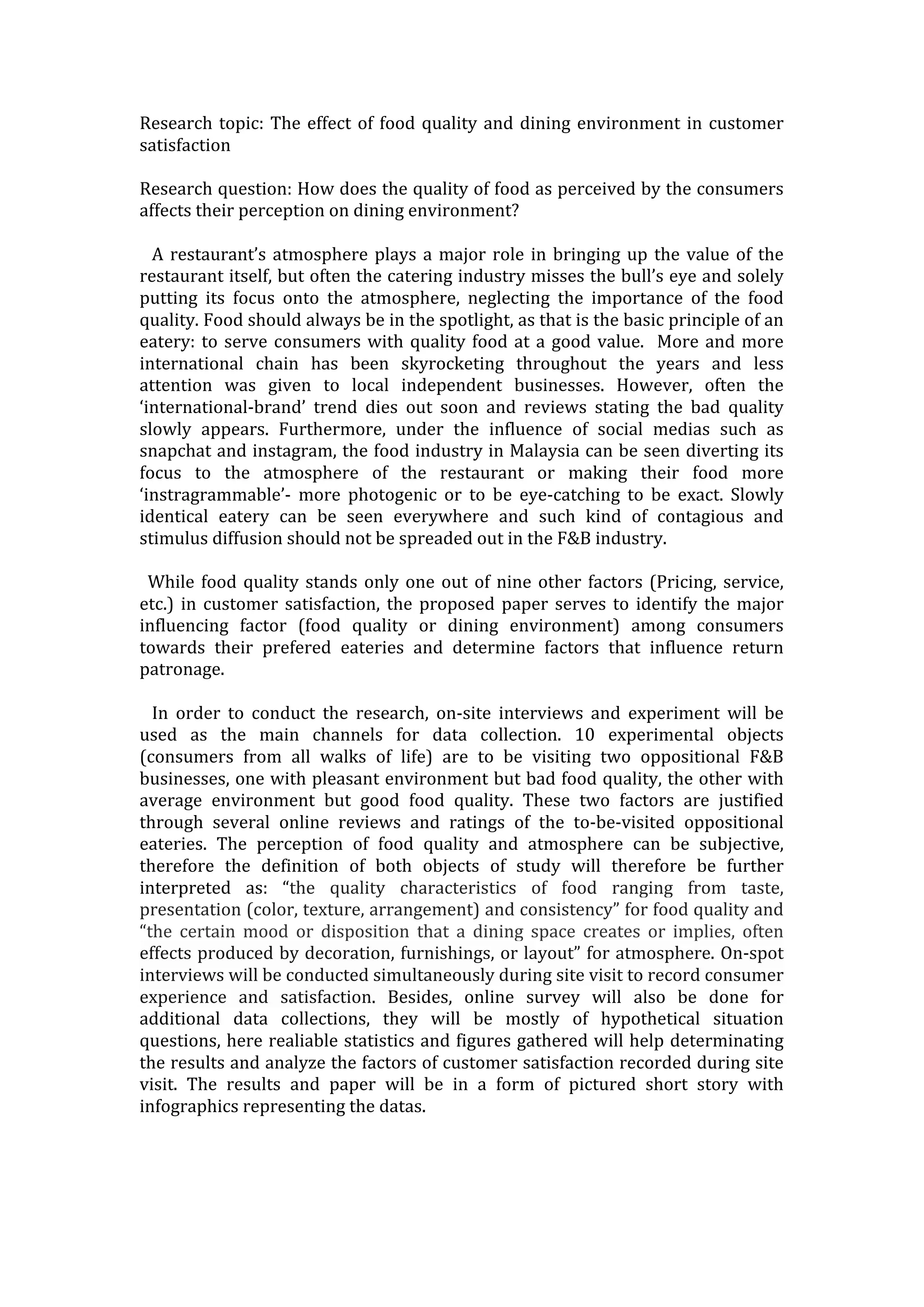 Food and Culture assignment 1A research proposal | PDF