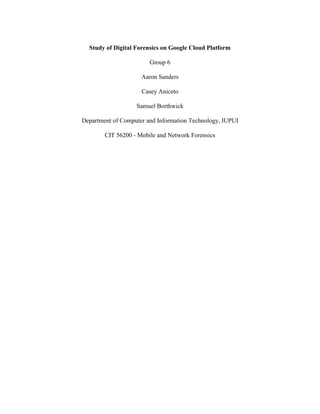 Research Paper Digital Forensics on Google Cloud Platform | PDF