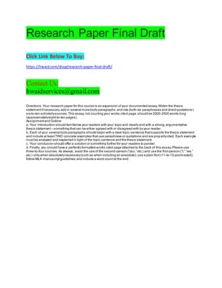 Research paper final draft | PDF