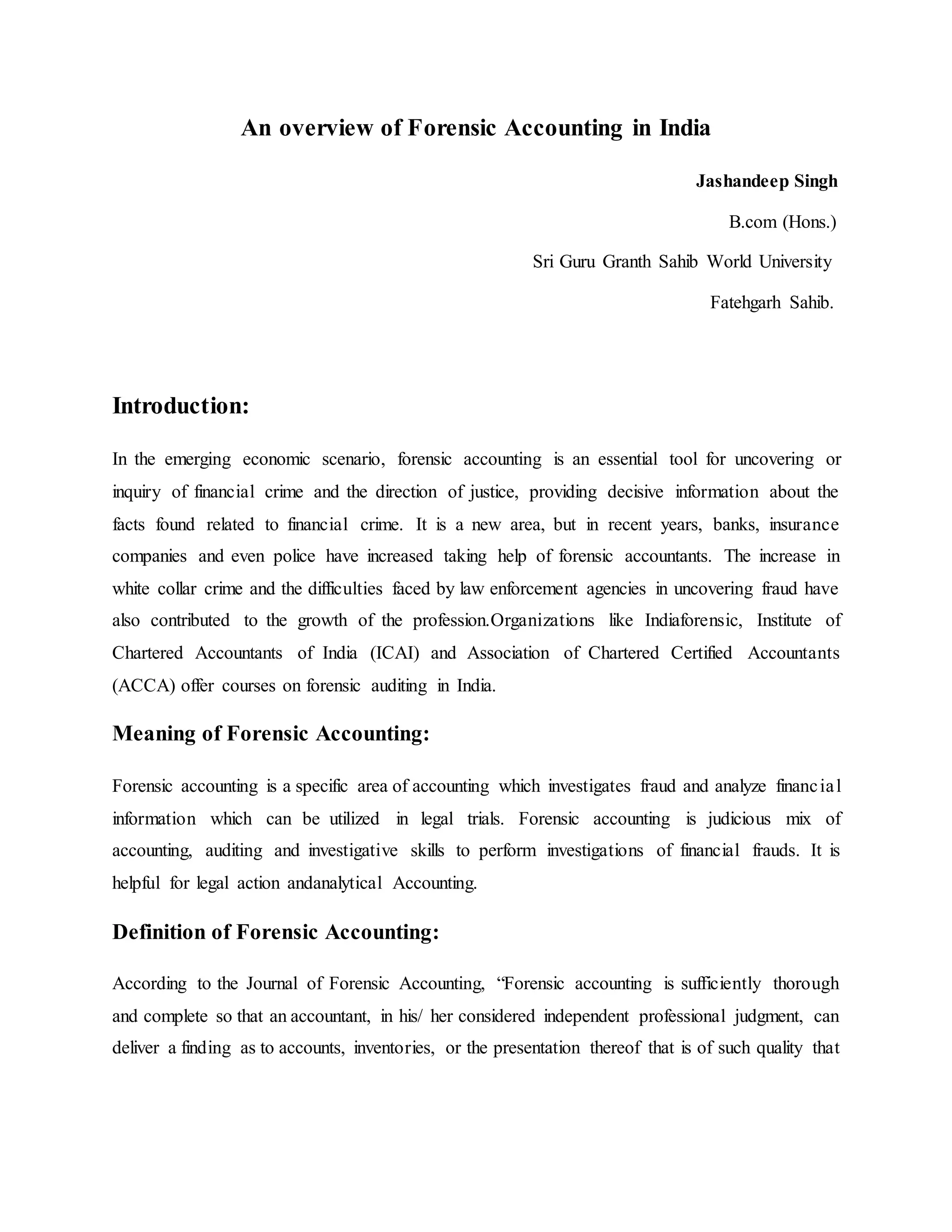 Research paper forensic accounting | DOCX