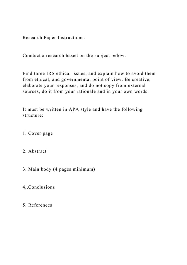 Research Paper InstructionsConduct a research based on the .docx