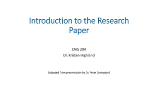 Introduction to the Research Paper | PPT