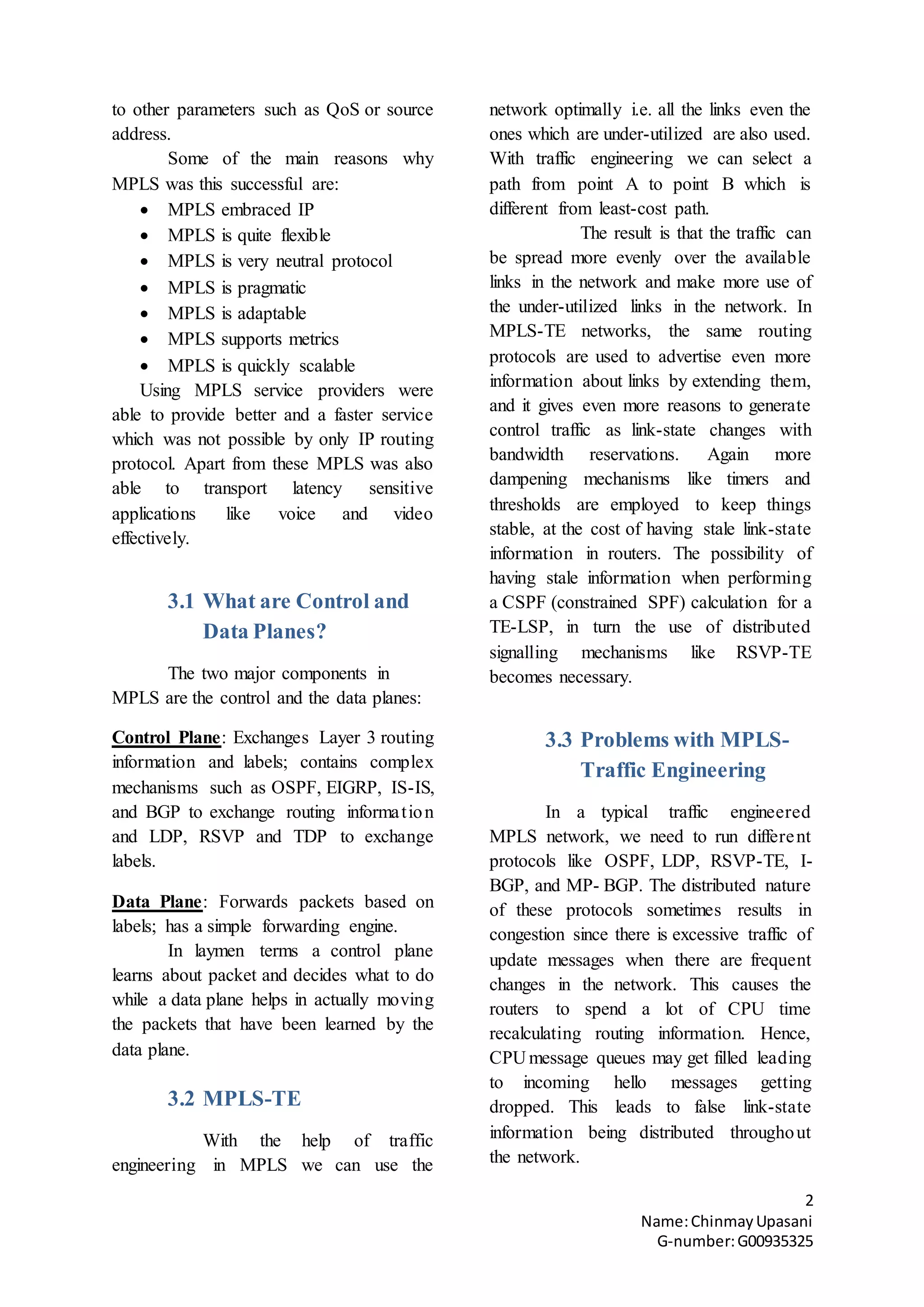 Research paper ( MPLS as a Software-Defined Network ) | DOCX | Computer Networking | Computing
