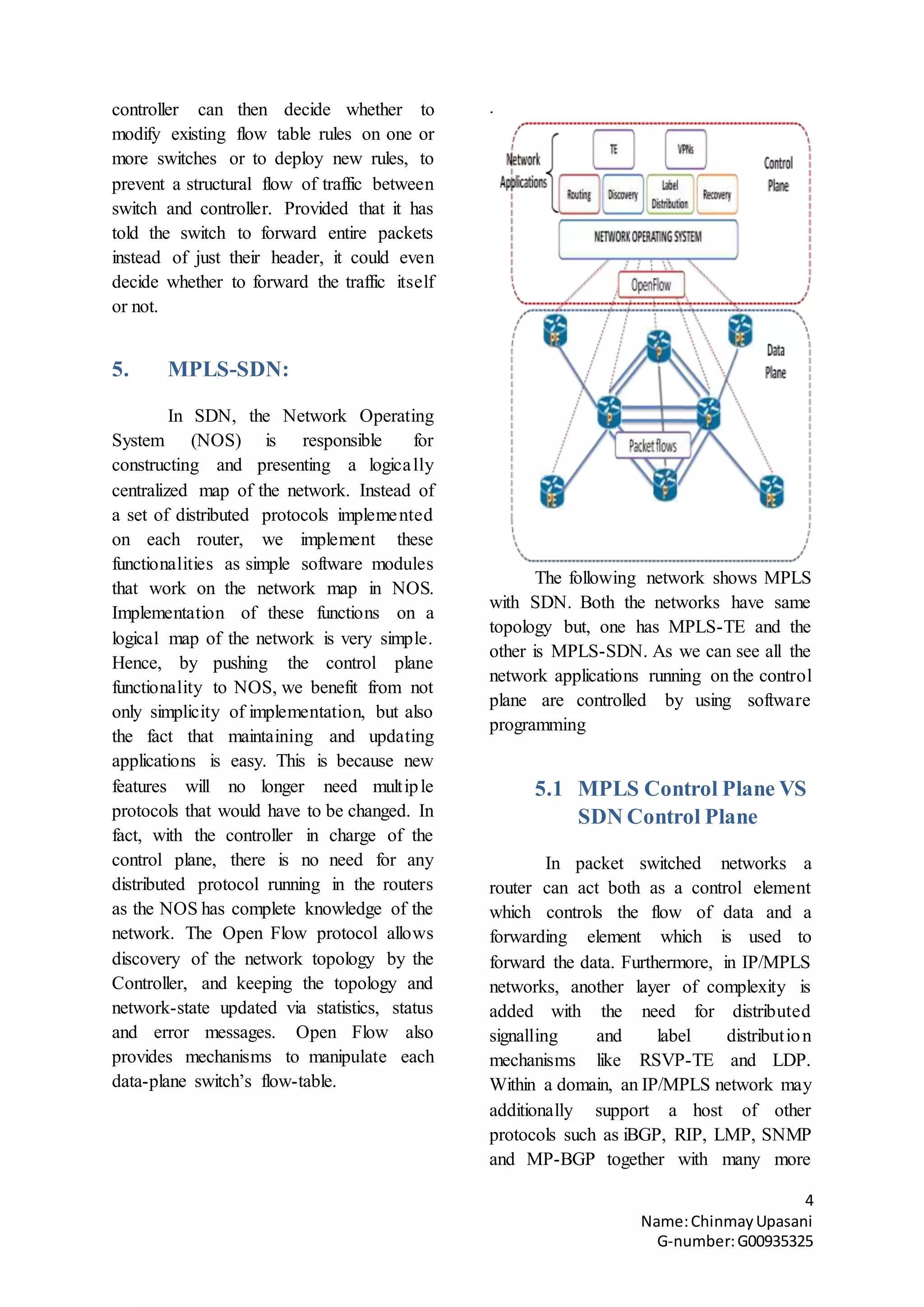 Research paper ( MPLS as a Software-Defined Network ) | DOCX | Computer Networking | Computing
