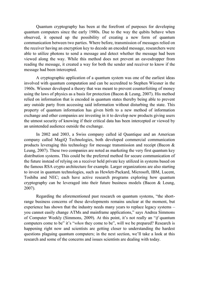 Research paper of quantum computer in cryptography | PDF