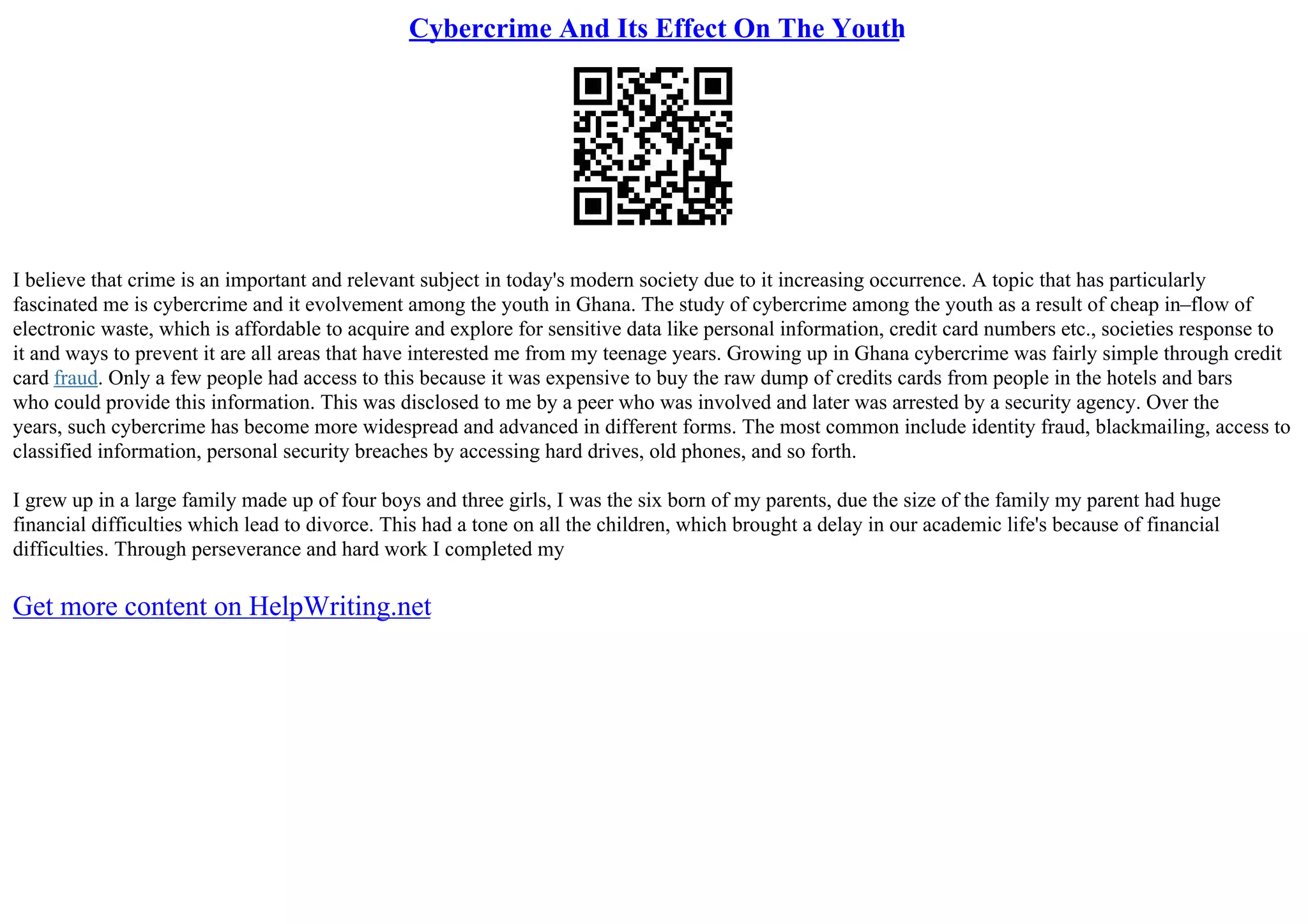 Research Paper On Cybercrime | PDF | Crime & Harmful Acts to ...
