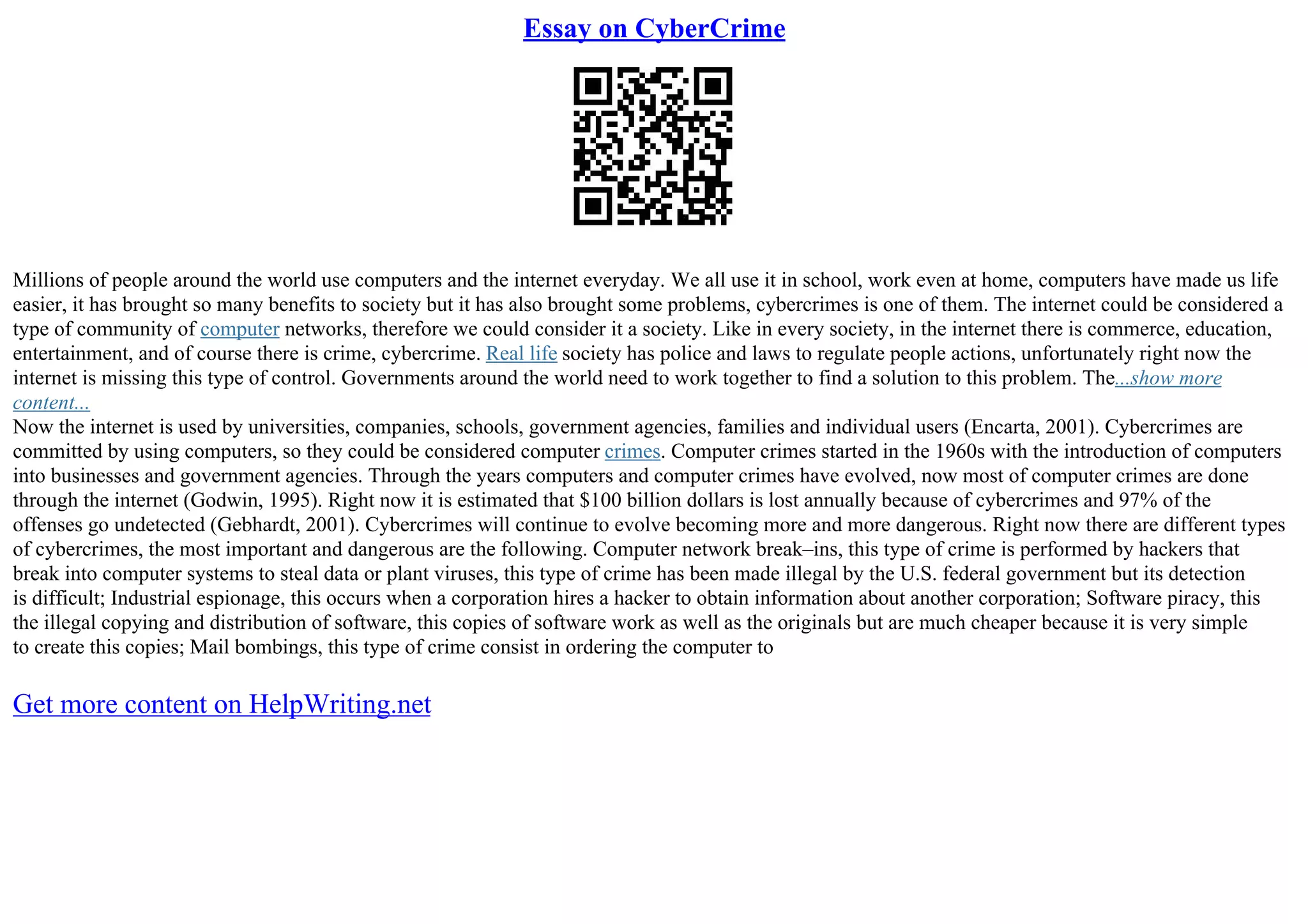 Research Paper On Cybercrime | PDF | Crime & Harmful Acts to ...