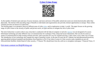 Research Paper On Cybercrime | PDF | Crime & Harmful Acts to Individuals, Society & Human Right ...