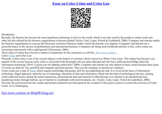 Research Paper On Cybercrime | PDF | Crime & Harmful Acts to Individuals, Society & Human Right ...